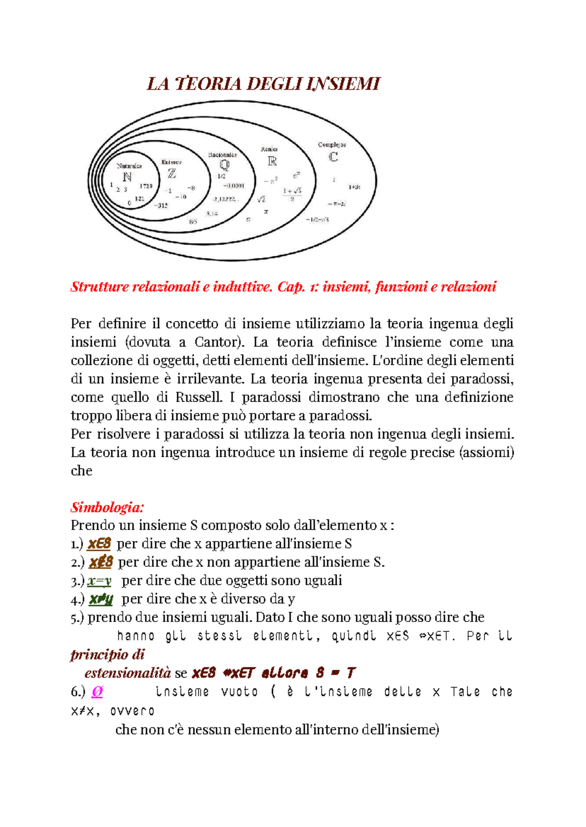 La Teoria Degli Insiemi - LA TEORIA DEGLI INSIEMI Strutture relazionali ...