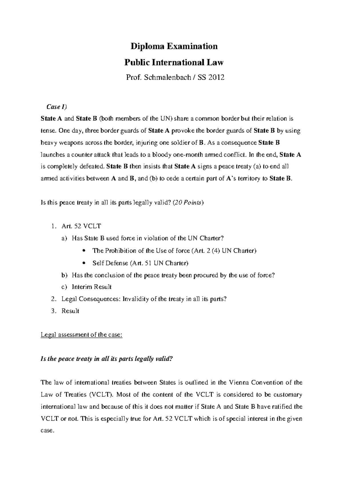 IL exam1 - past exam paper - Diploma Examination Public International ...
