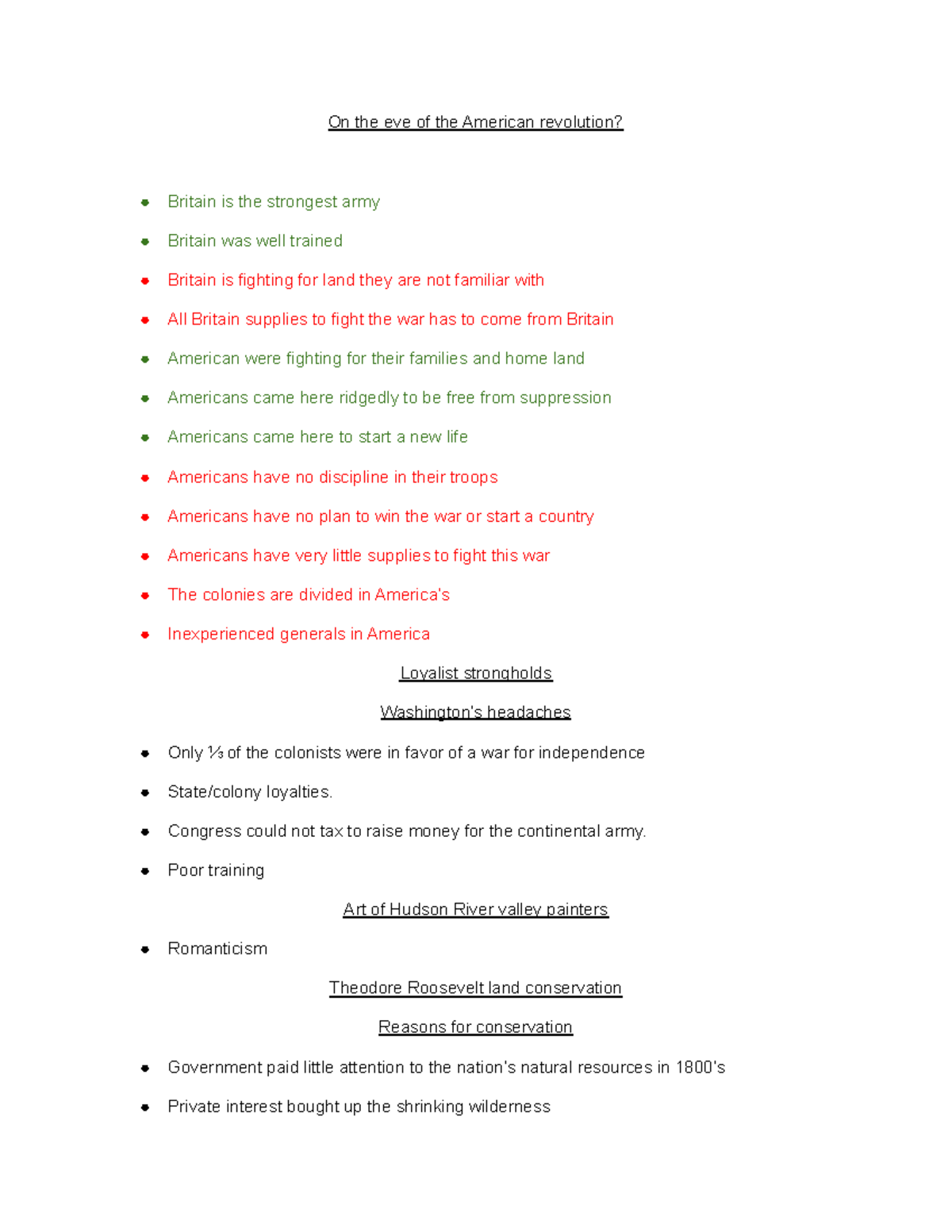 History notes - Whole Year - On the eve of the American revolution ...