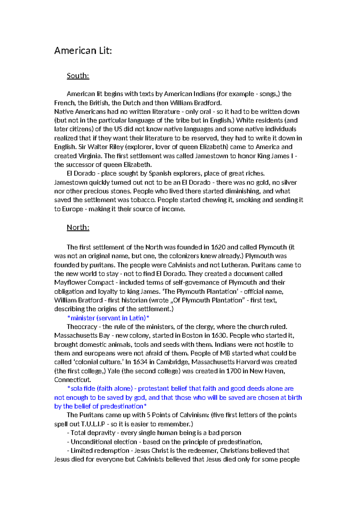 American Lit - American Lit: South: American lit begins with texts by ...