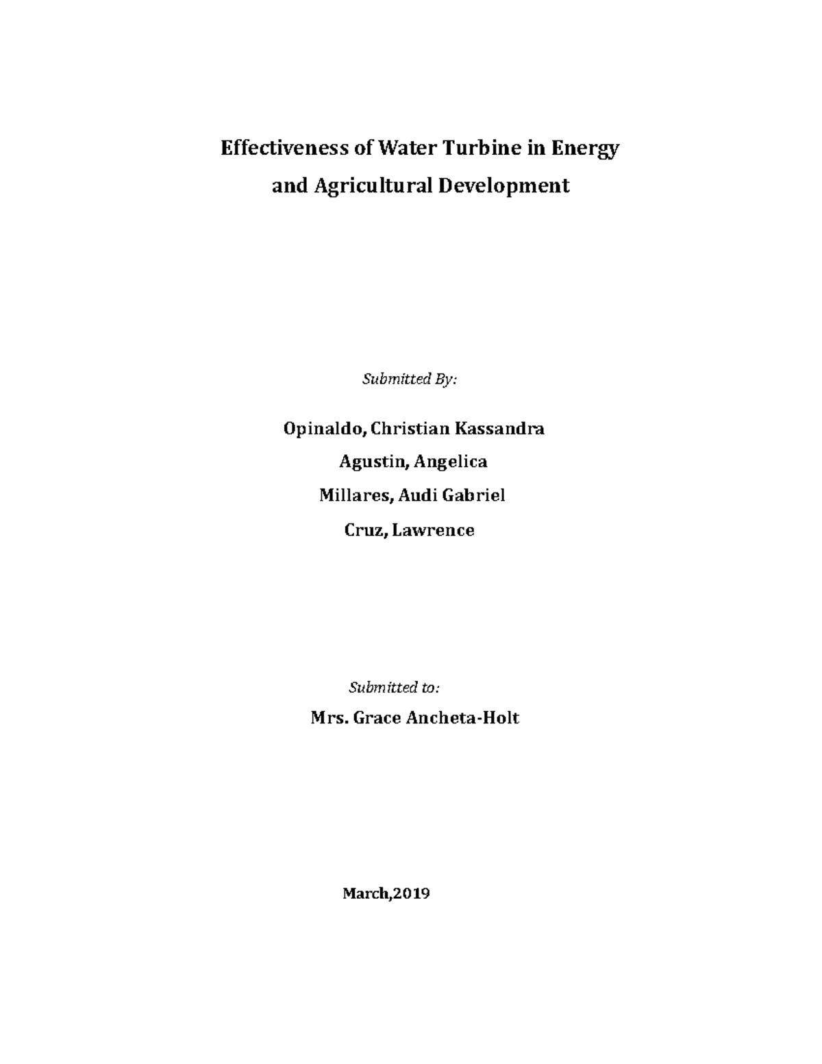 Water Turbine - Investigatory Research paper for STEM students ...