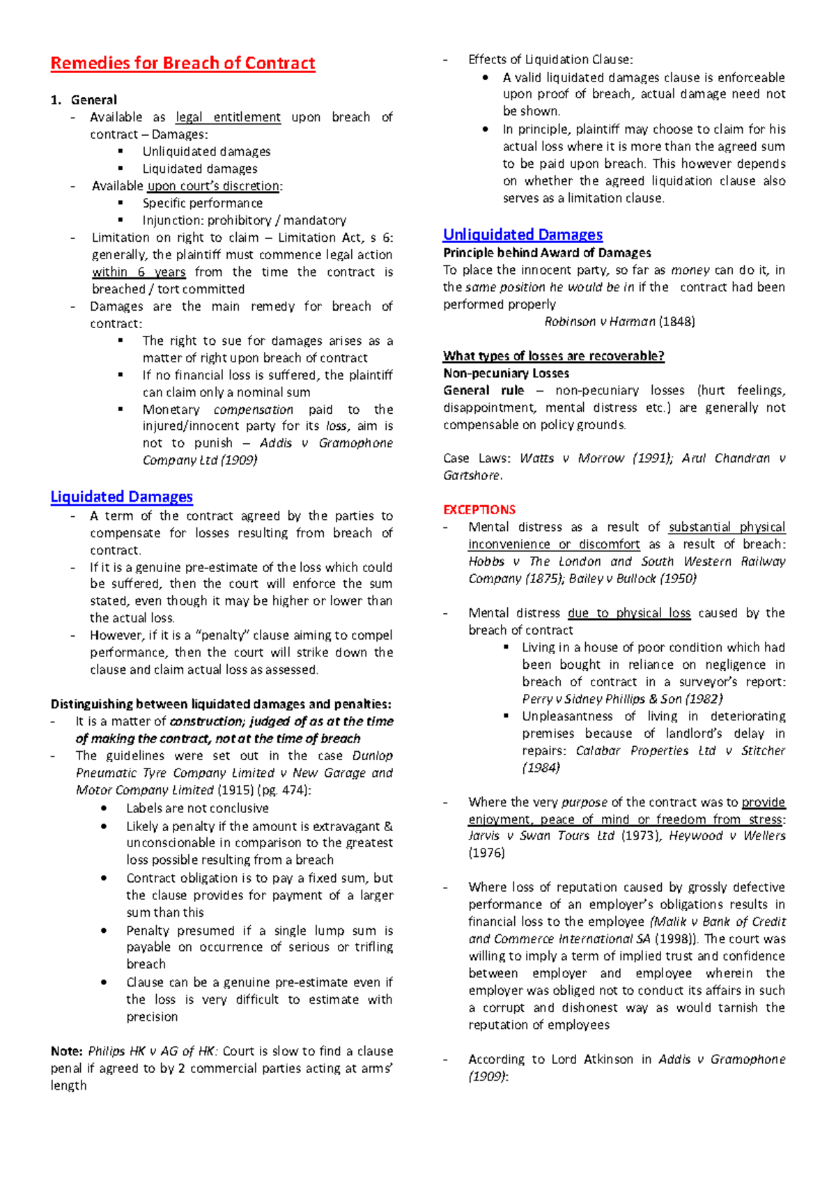 Chapter 18 - Remedies for Breach of Contract - Remedies for Breach of ...