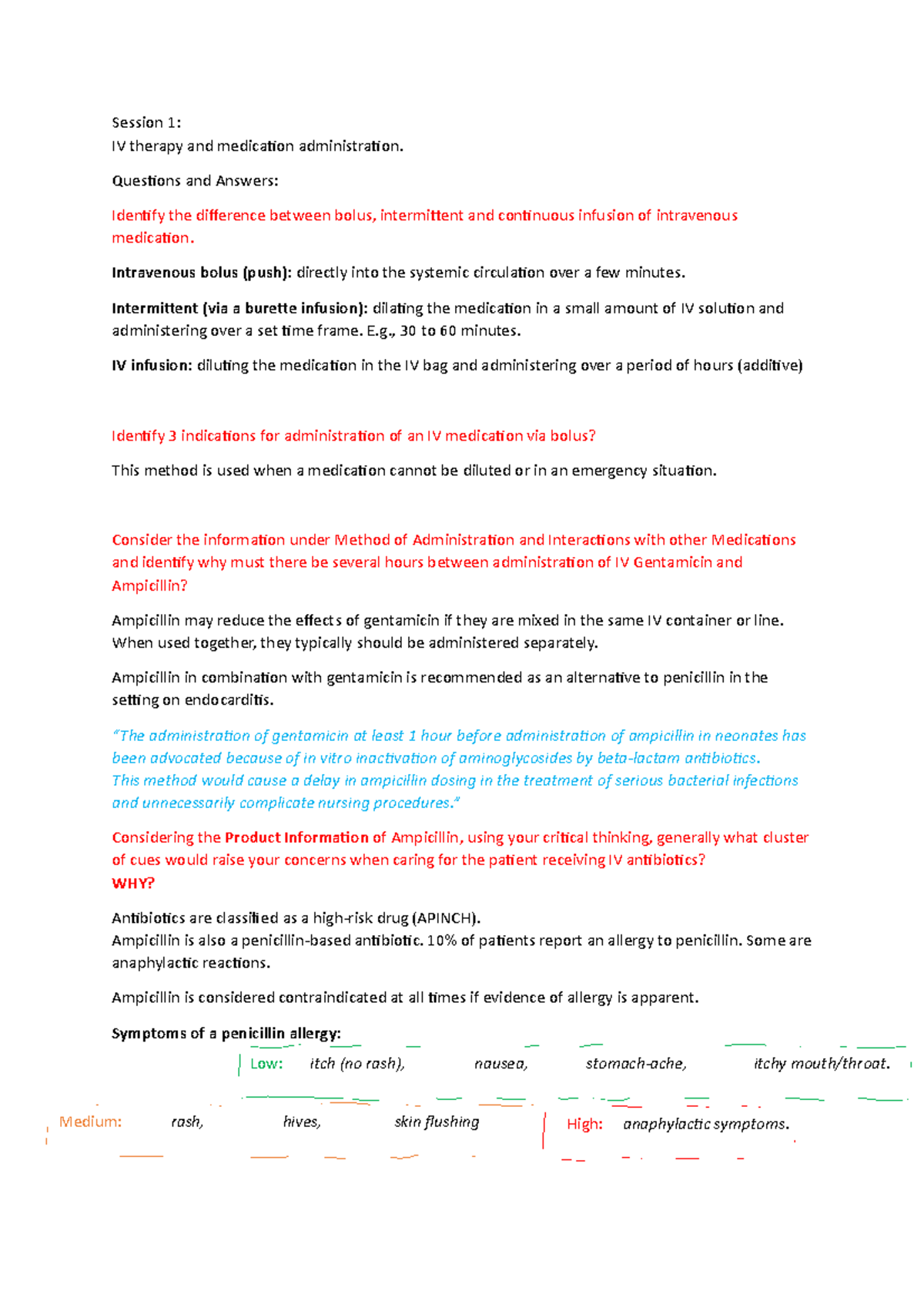 Simulated learning prep - Session 1: IV therapy and medication ...