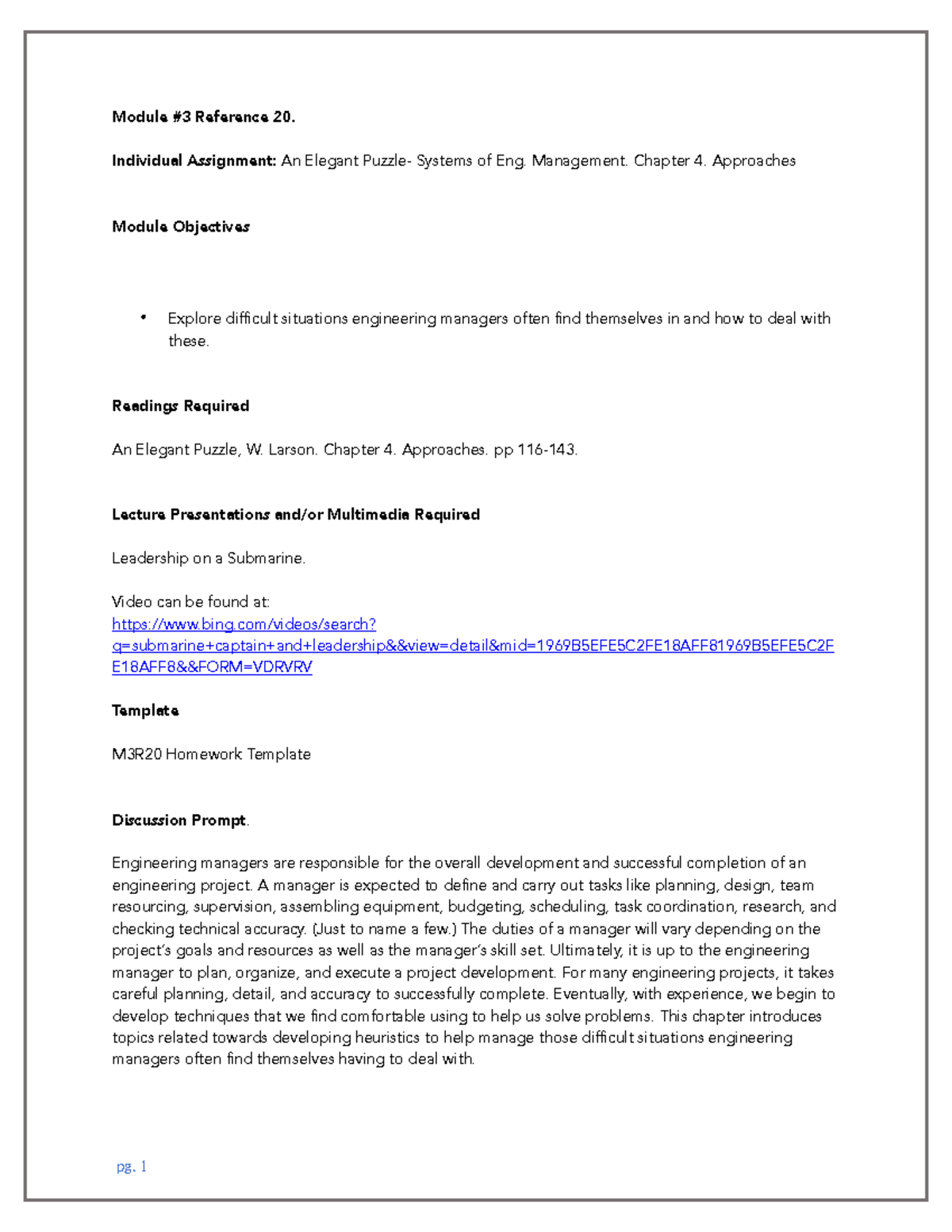 M3R20 Approaches 2 - Class Assignment - Module #3 Reference 20 ...