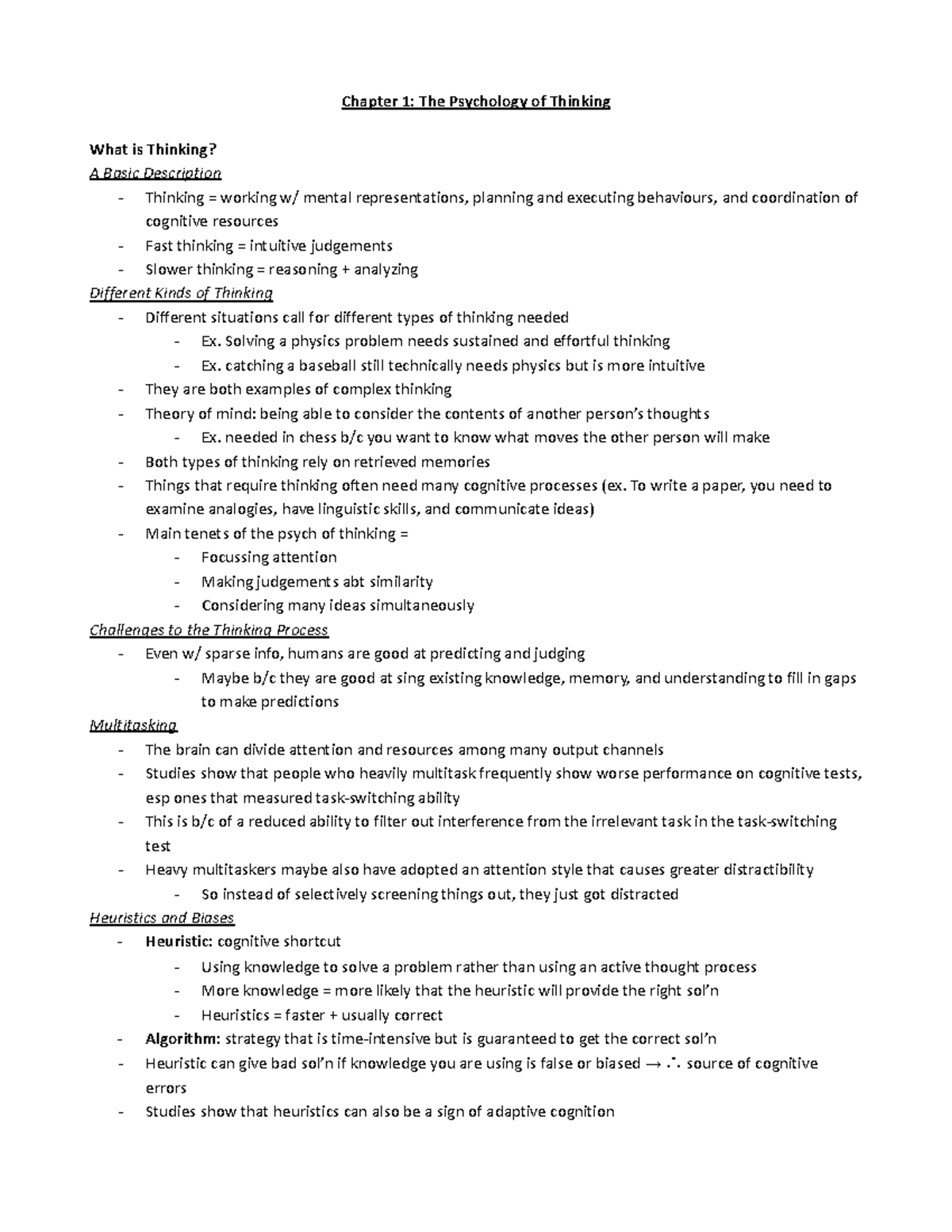 Chapter 1 The Psychology of Thinking - Chapter 1: The Psychology of ...