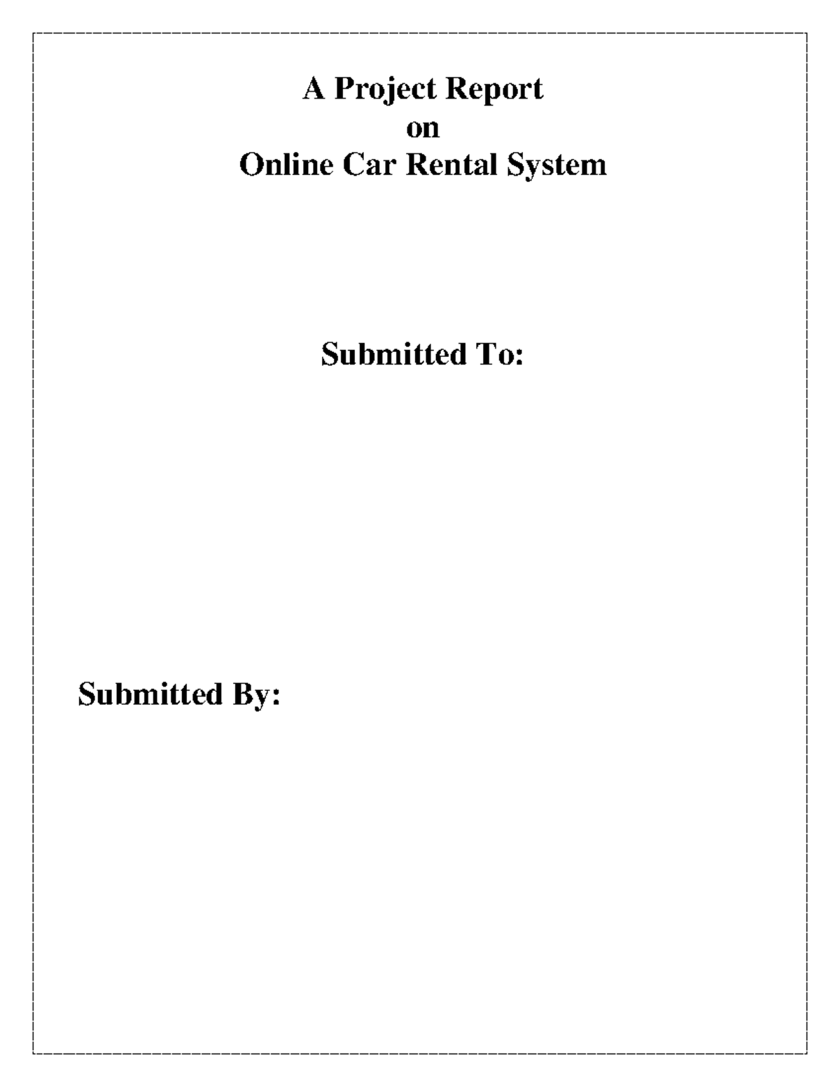 Car Rental Portal Report - A Project Report on Online Car Rental System ...