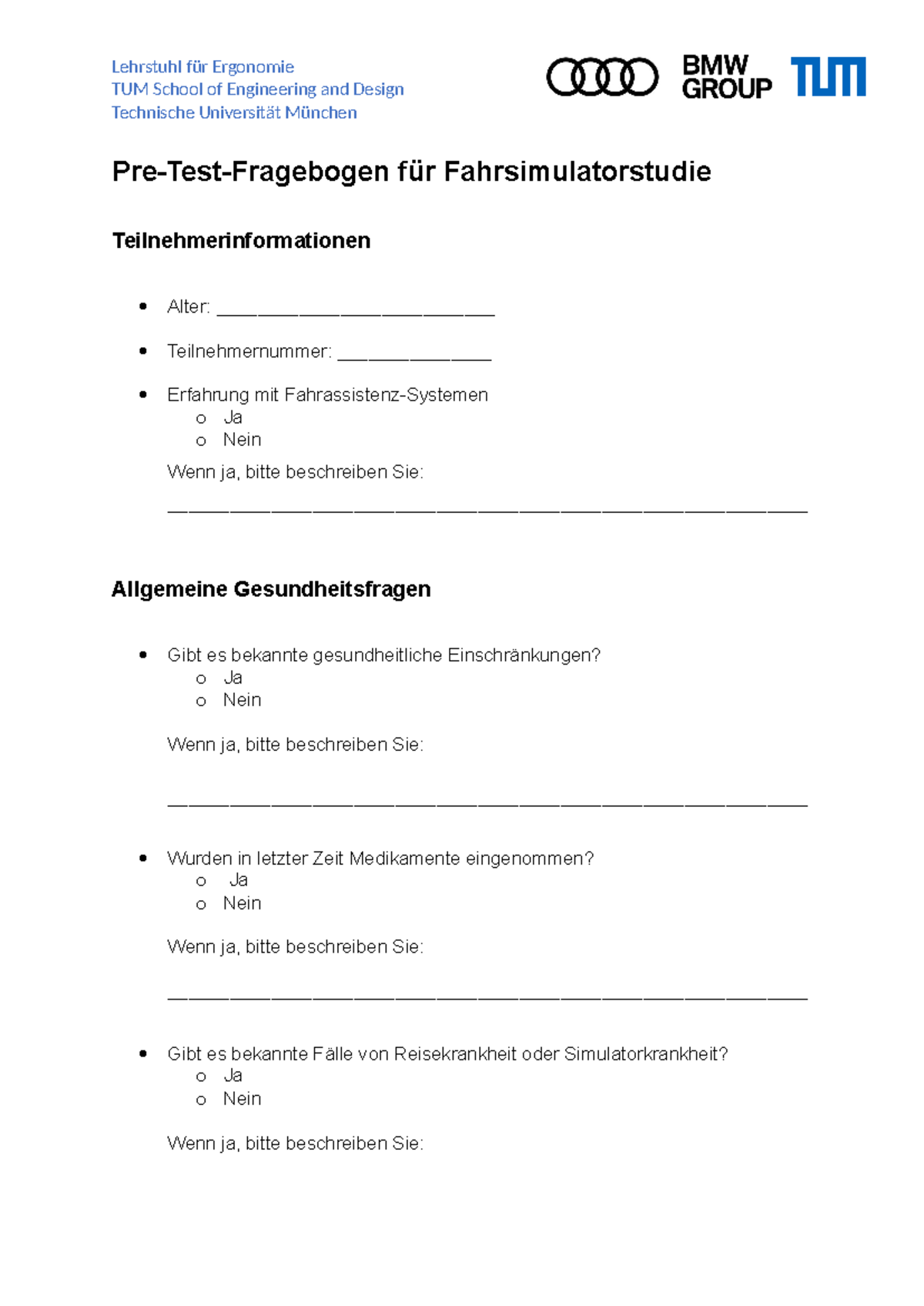 Pre-Test FSAF - Pre-Test FSAF - TUM School of Engineering and Design ...