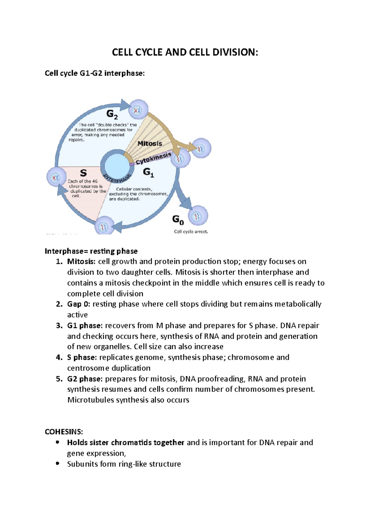 Lecture 6 Cell divison - cell cycle and cell division, key transition ...