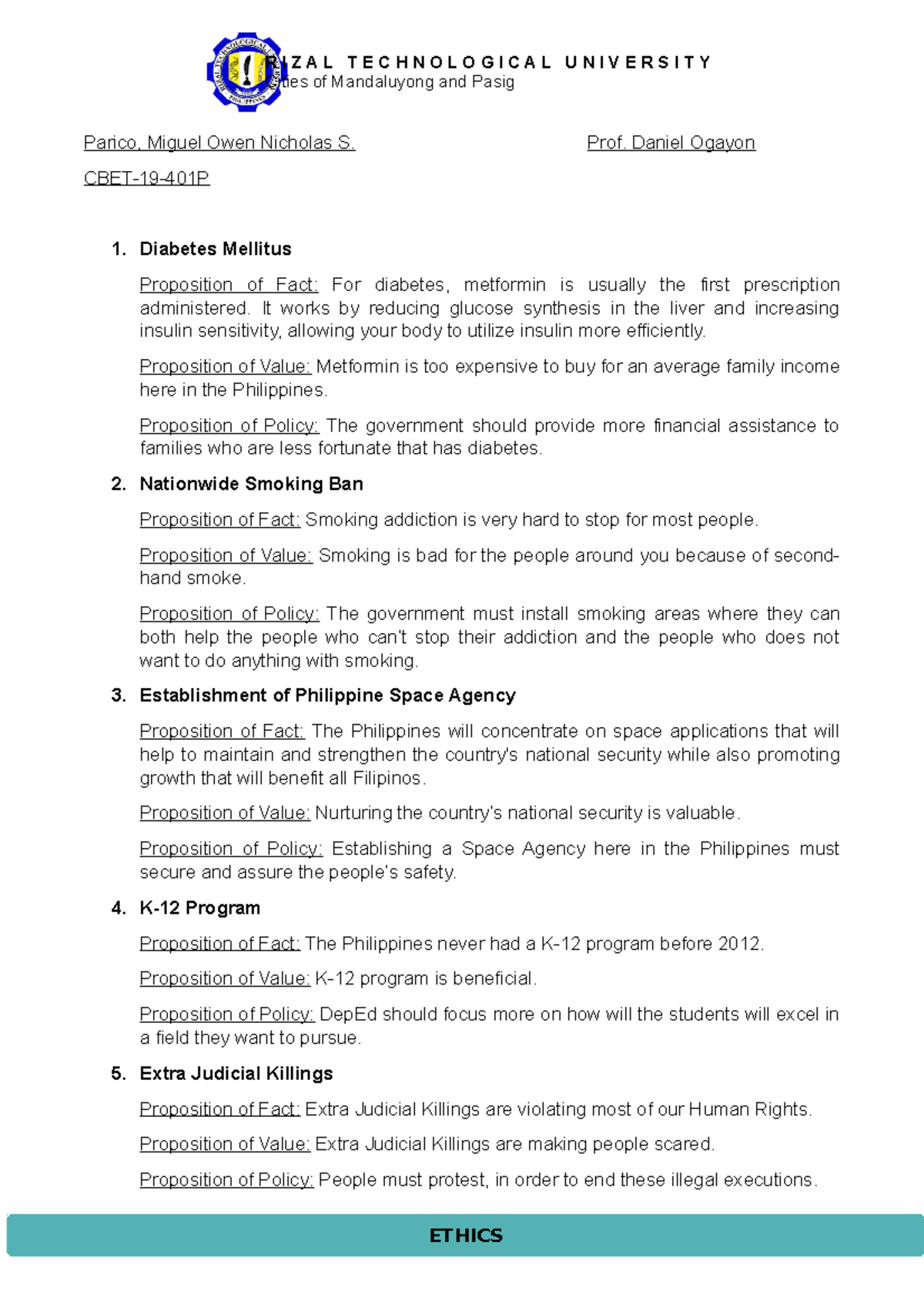 Activity Template - Lecture notes 111 - Parico, Miguel Owen Nicholas S ...