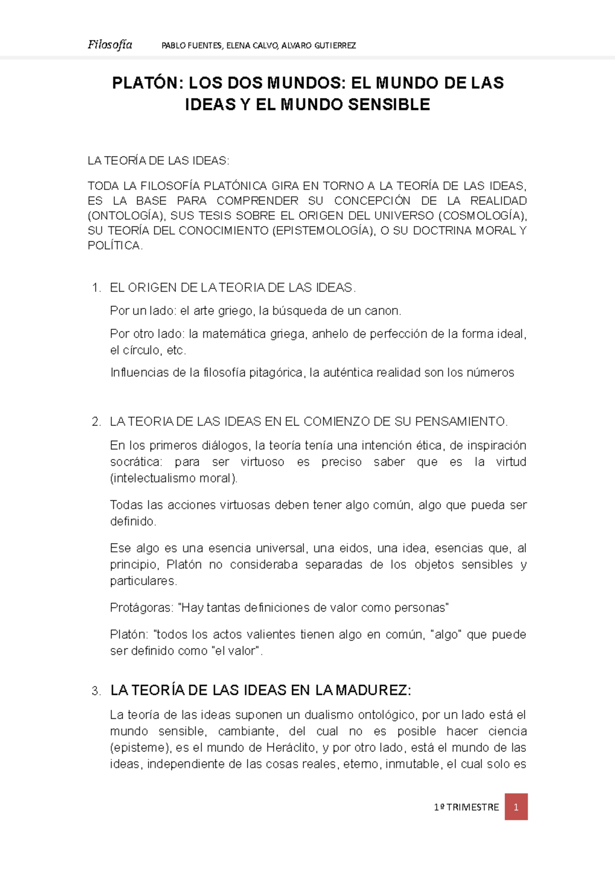 4 Platón LOS DOS Mundos EL Mundo DE LAS Ideas Y EL Mundo Sensible ...