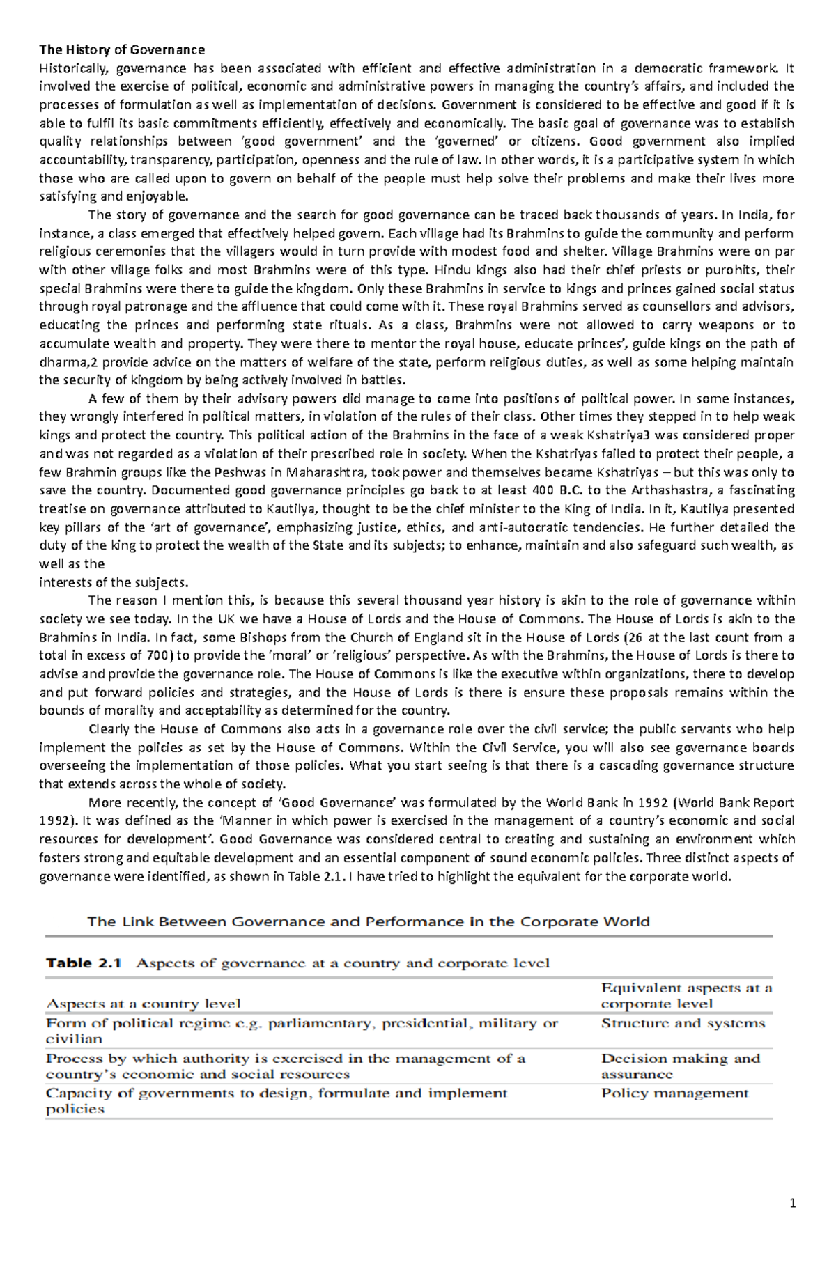Egf-lesson-1 - For study - The History of Governance Historically ...
