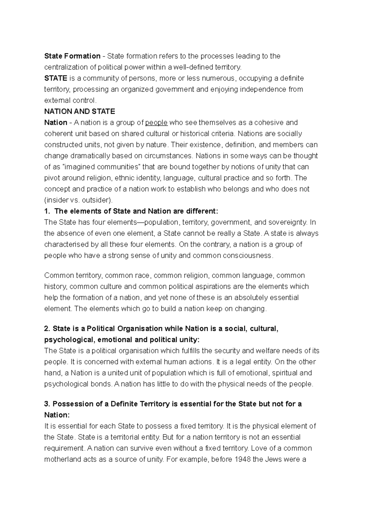 Chapter-3 Contemporary - State Formation - State formation refers to ...