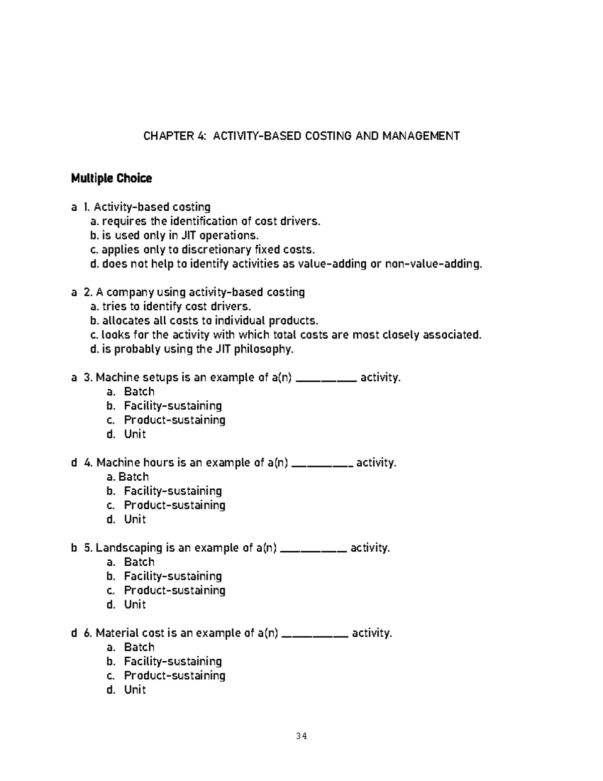 Activity based costing and management - CHAPTER 4: ACTIVITY-BASED COSTING AND MANAGEMENT ...