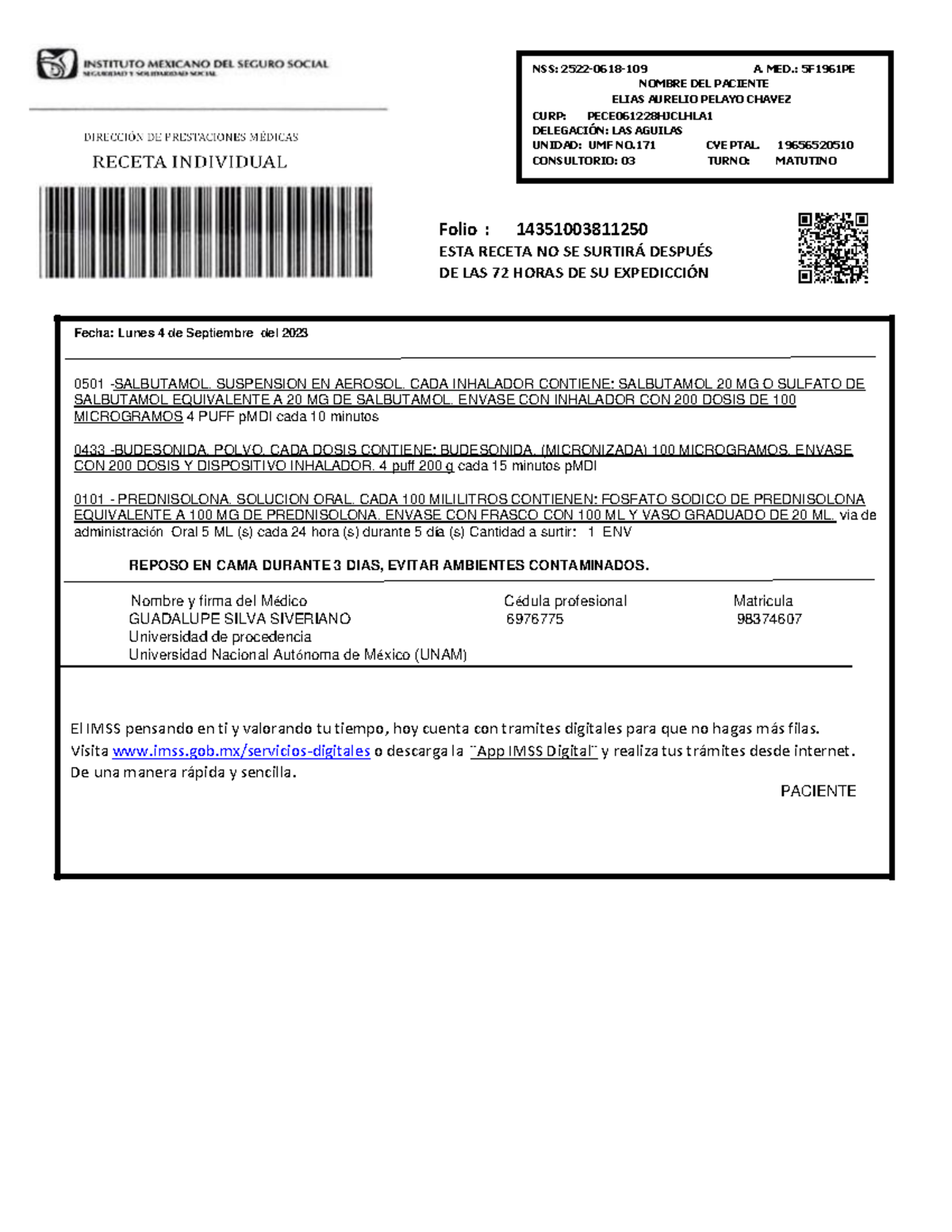 Receta DEL IMSS Aurelio - Anatomía 1 - CECyTE Jalisco - Studocu