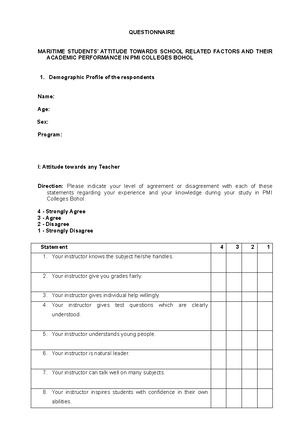 Shem Questionnaire in PR - For each number below, check the response ...