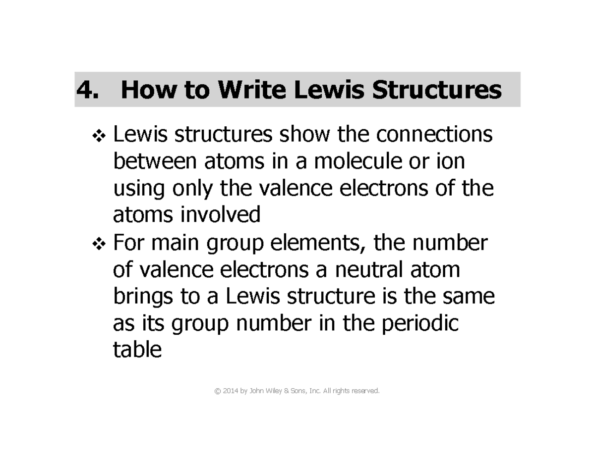 SIC1003-1008-L2 - GOODLUCK - 4. How to Write Lewis Structures Lewis ...