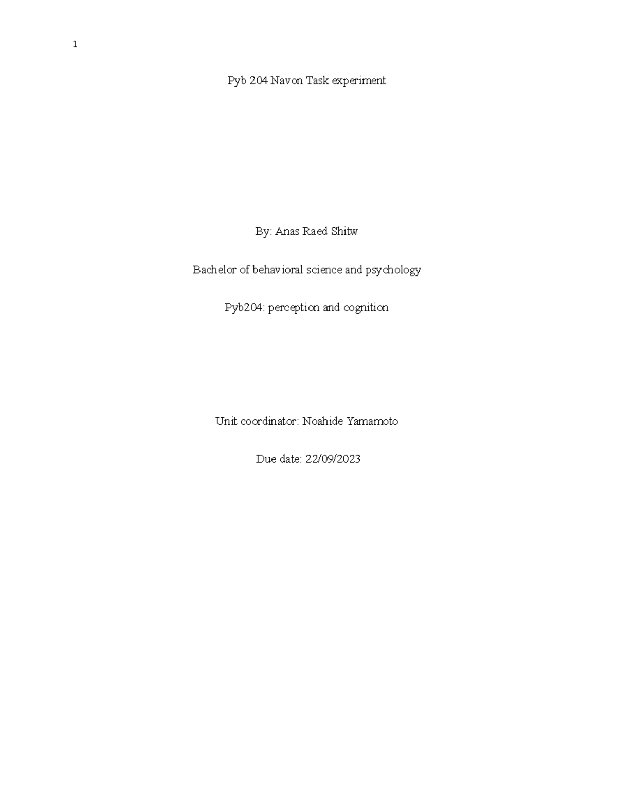 L Pyb 204 Navon Task experiment - The task has a format to evaluate ...