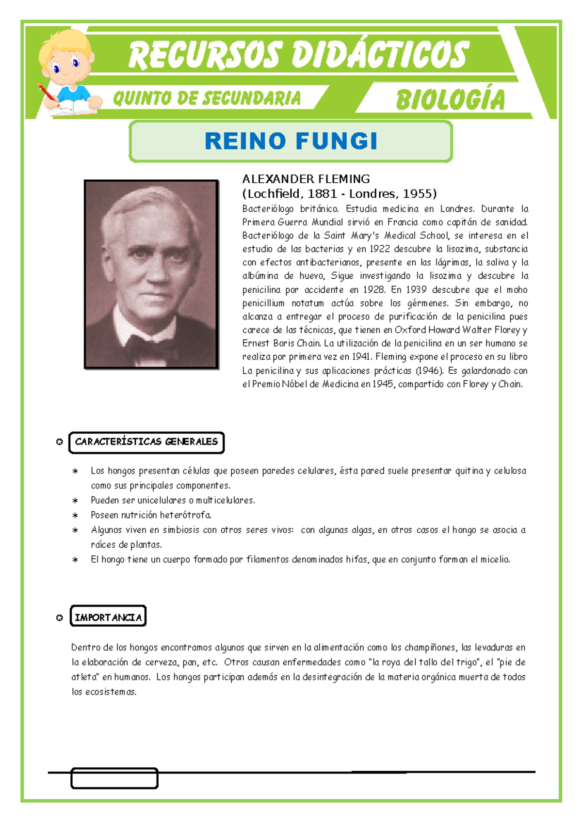El Reino Fungi para Quinto de Secundaria - REINO FUNGI ALEXANDER ...