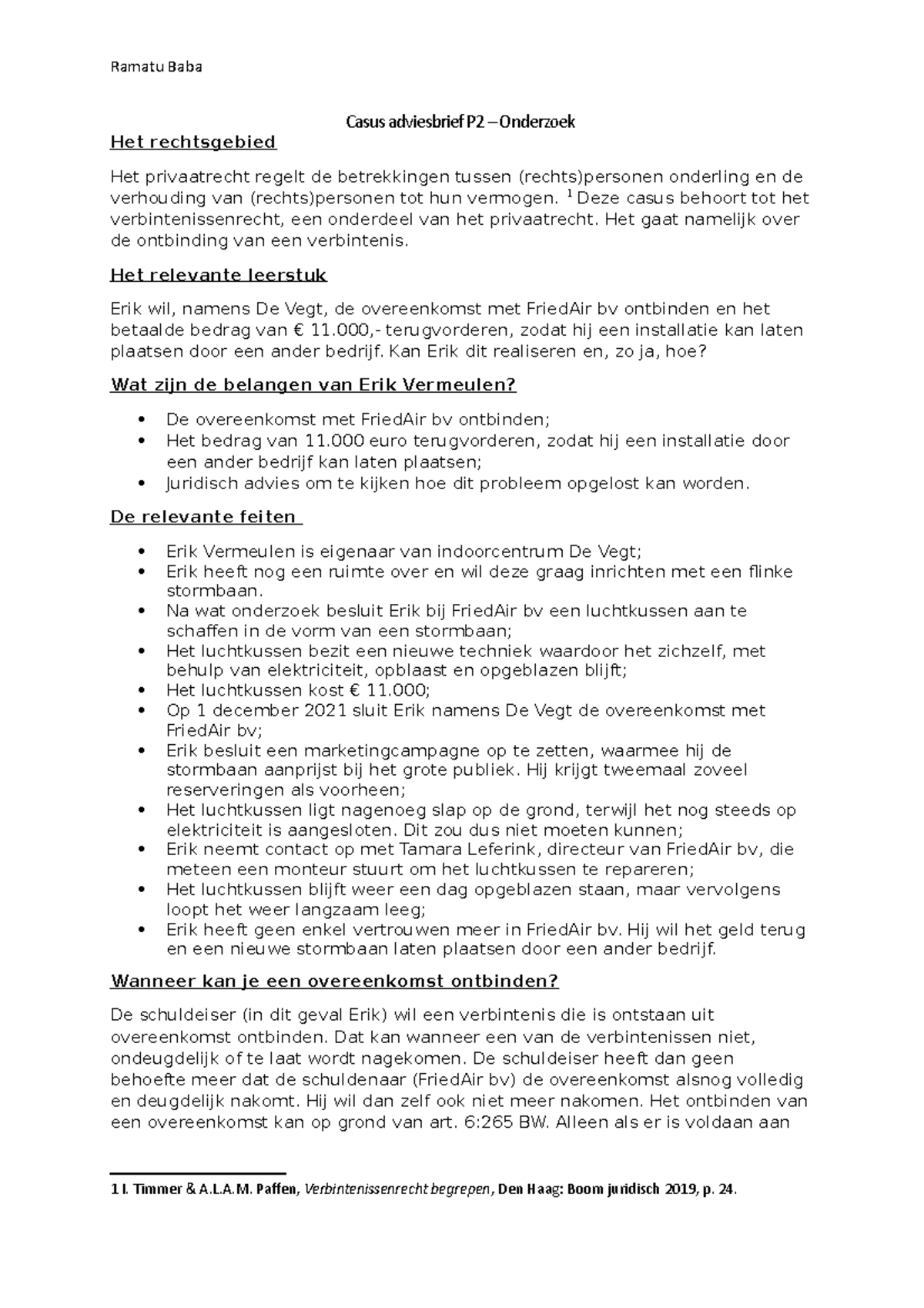 Casus adviesbrief P2 - opdracht - Casus adviesbrief P2 – Onderzoek Het ...