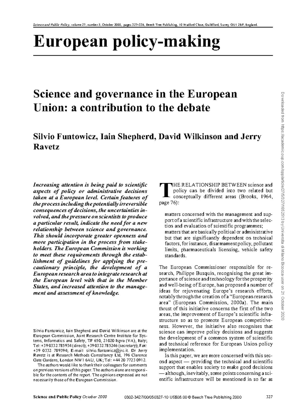 Science and governance in the European Union - Science and Public ...