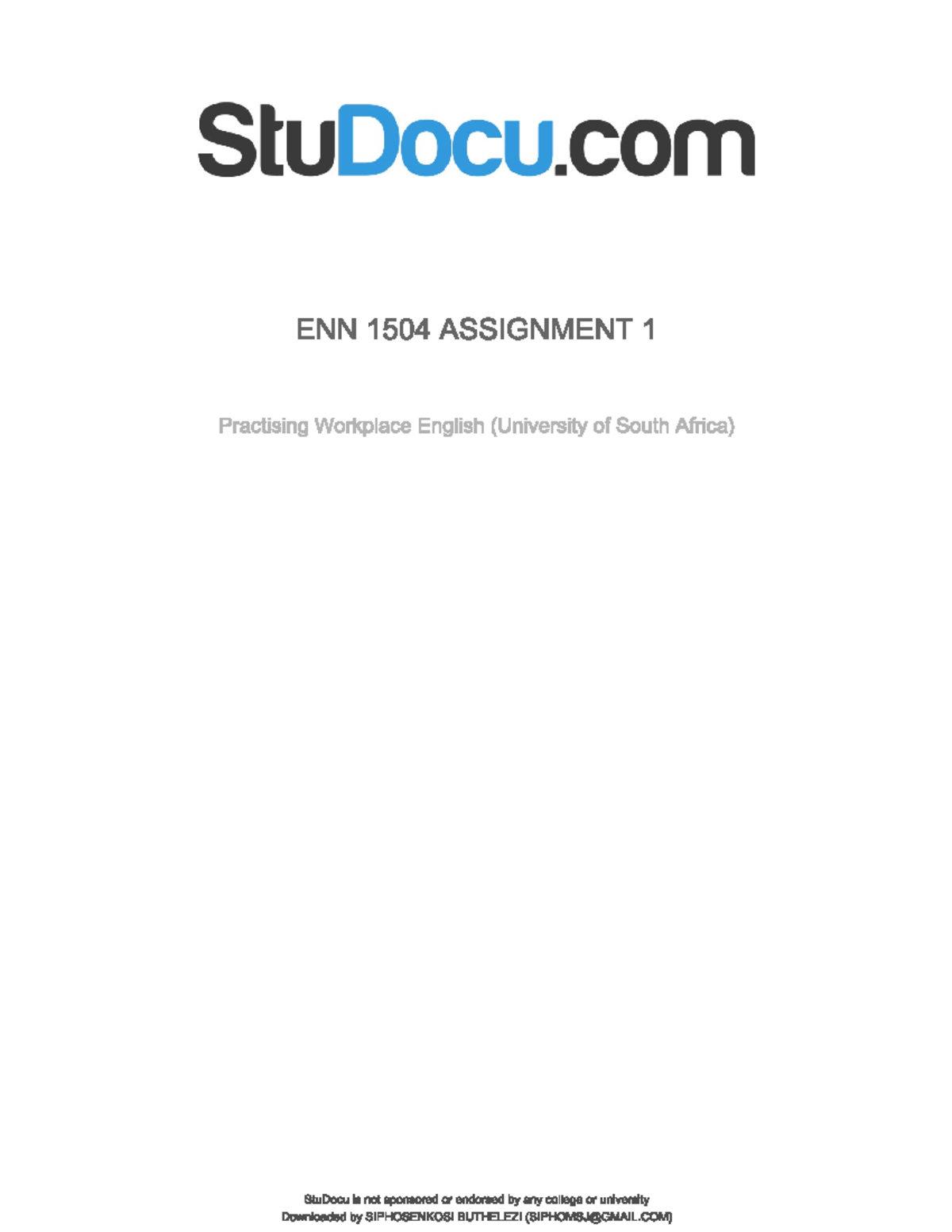 ENN1504 PREP - WOLKABLE ASSINGMENT - ENN1504 - Studocu