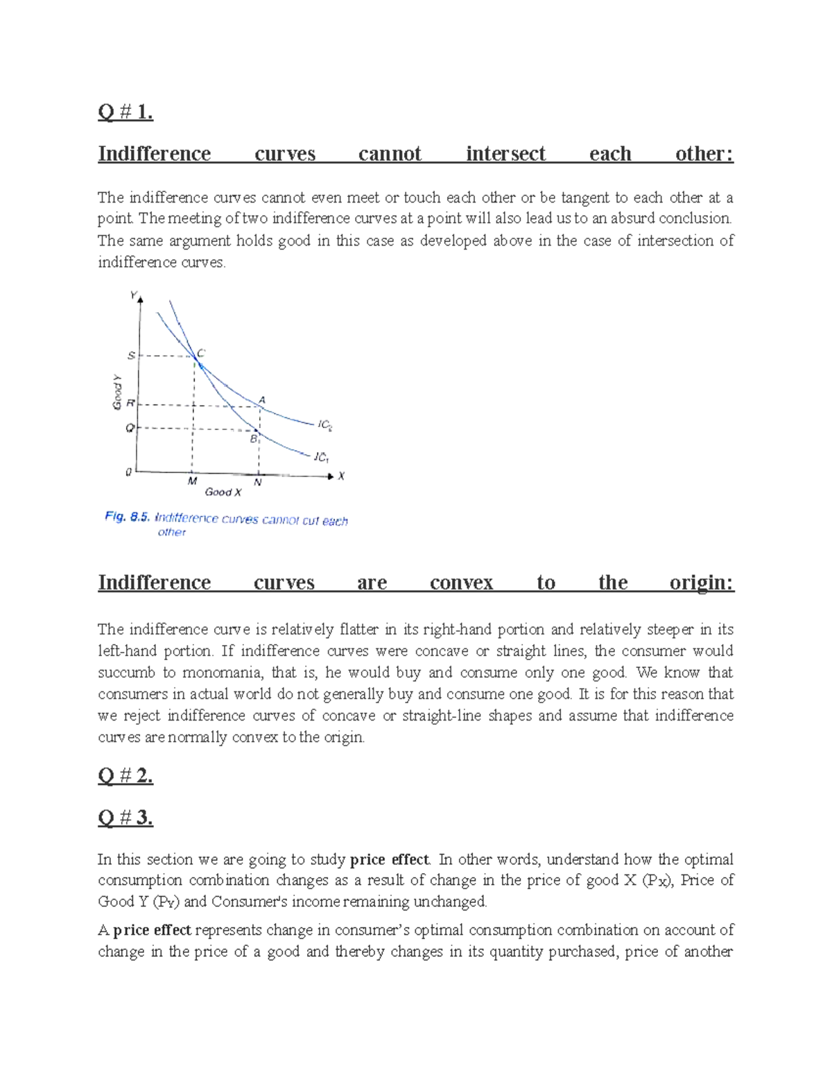 Assignment 1st semster - Q # 1. Indifference curves cannot intersect ...