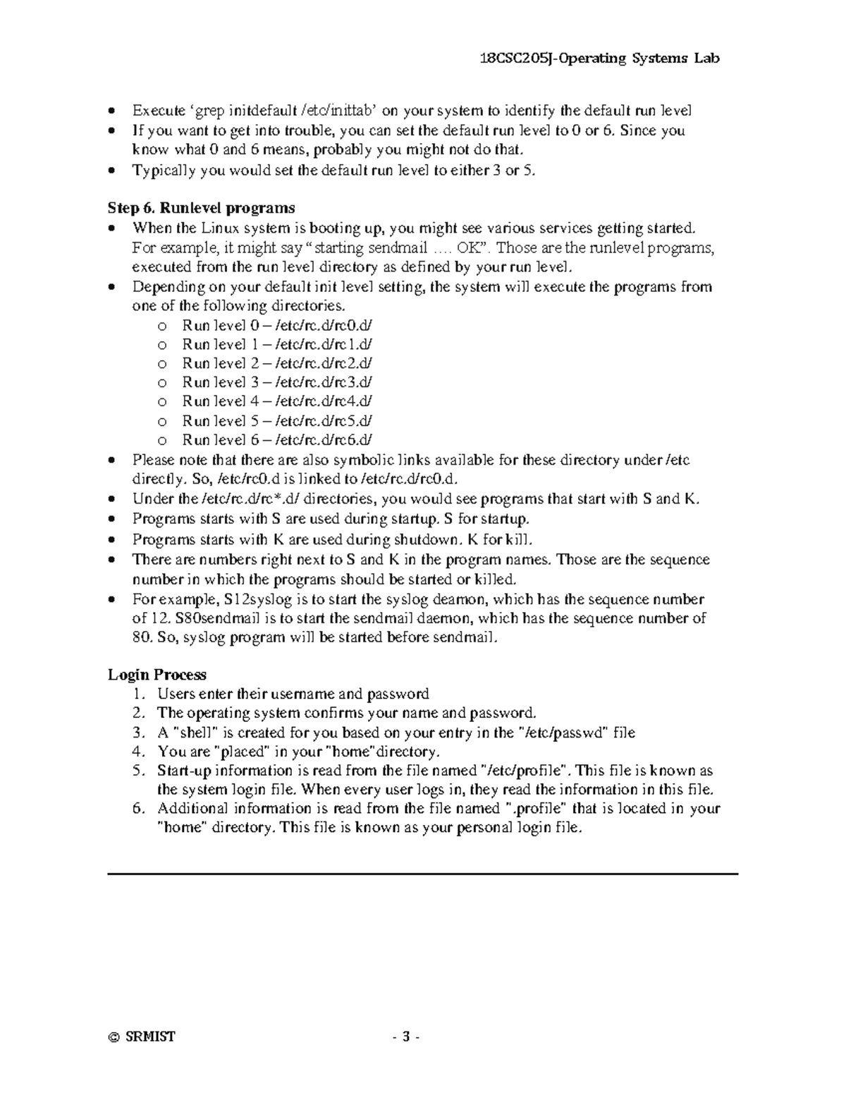 Both side print os - Lab manual - 18CSC205J-Operating Systems Lab Execute 8grep initdefault ...