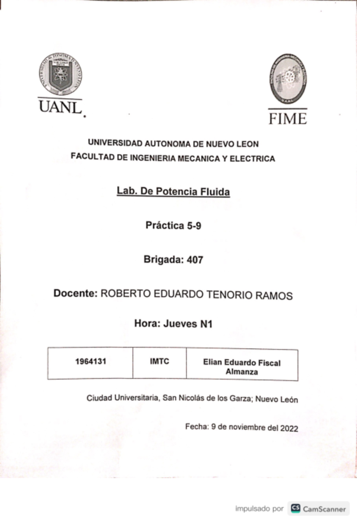 Prácticas 5-9 laboratorio - Potencia Fluida Y Laboratorio - Studocu
