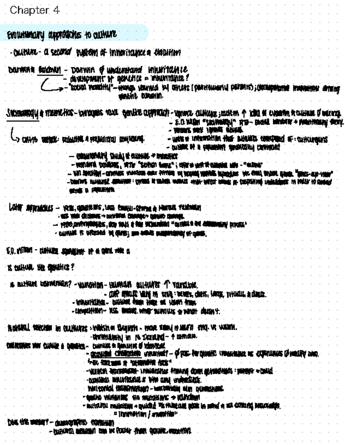 Chapter 4 Notes Thomas Morgan Module 4 Evolutionary Approach To Culture Is Culture Like 