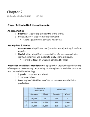 ECON 201 chapter 1 - Lec notes - Chapter 1 Economics – examining how ...