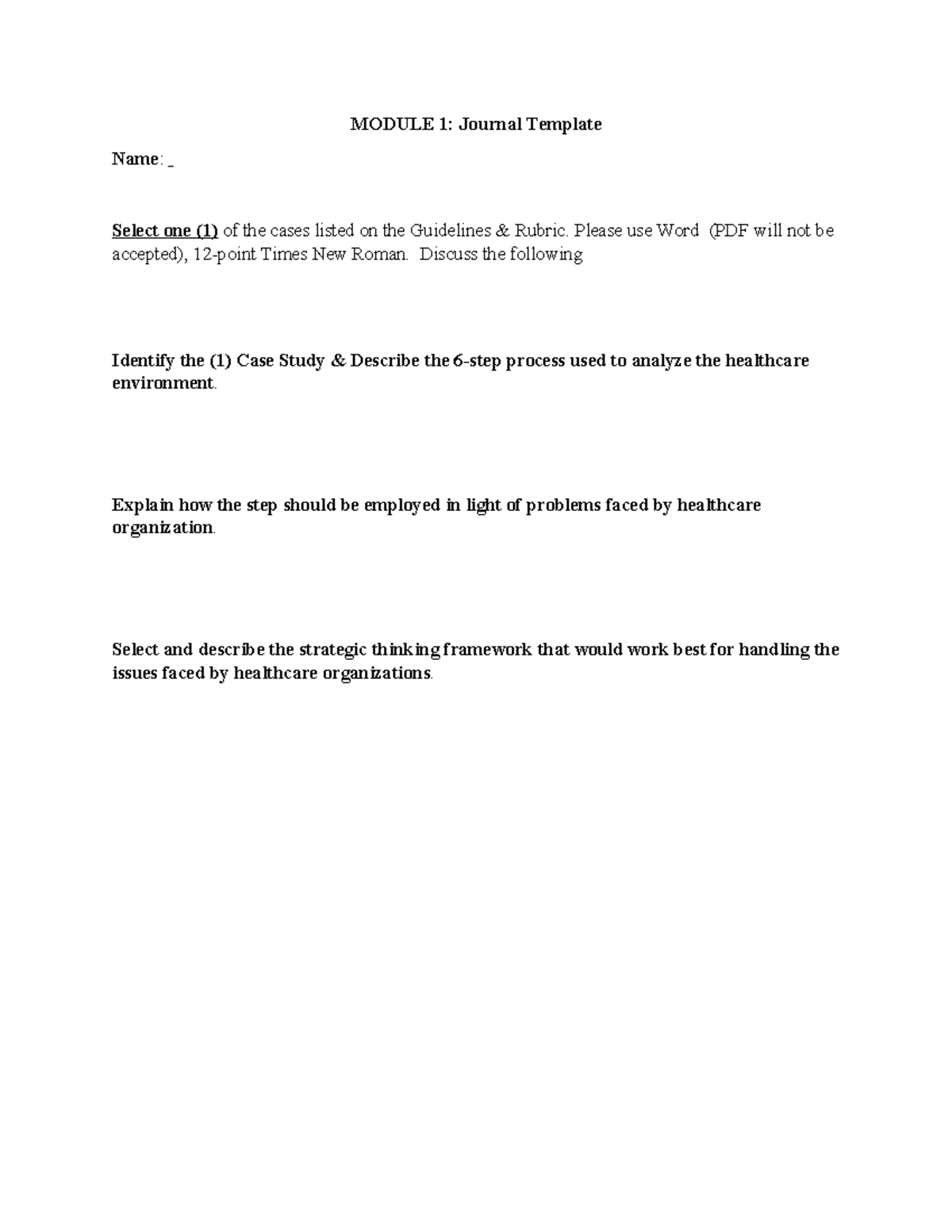 Module 1 Journal Template 1 - MODULE 1: Journal Template Name: Select ...