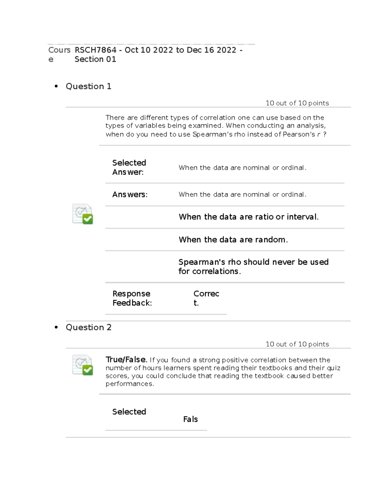 W3Quiz - Week 3 quiz - Cours e RSCH7864 - Oct 10 2022 to Dec 16 2022 - Section 01 Question 1 10 ...
