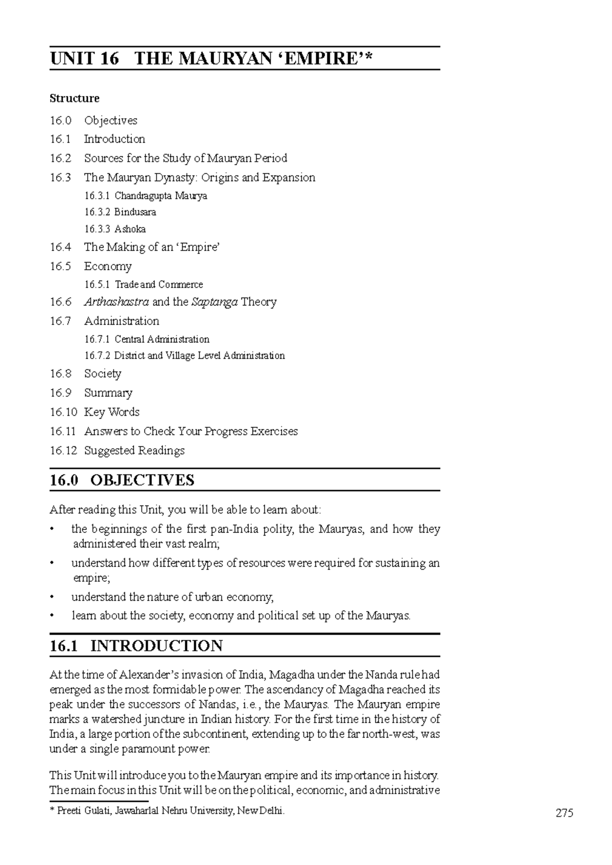 Mauryan Empire - Gghh - Rise of Magadha UNIT 16 THE MAURYAN ‘EMPIRE’* Structure 16 Objectives 16 ...