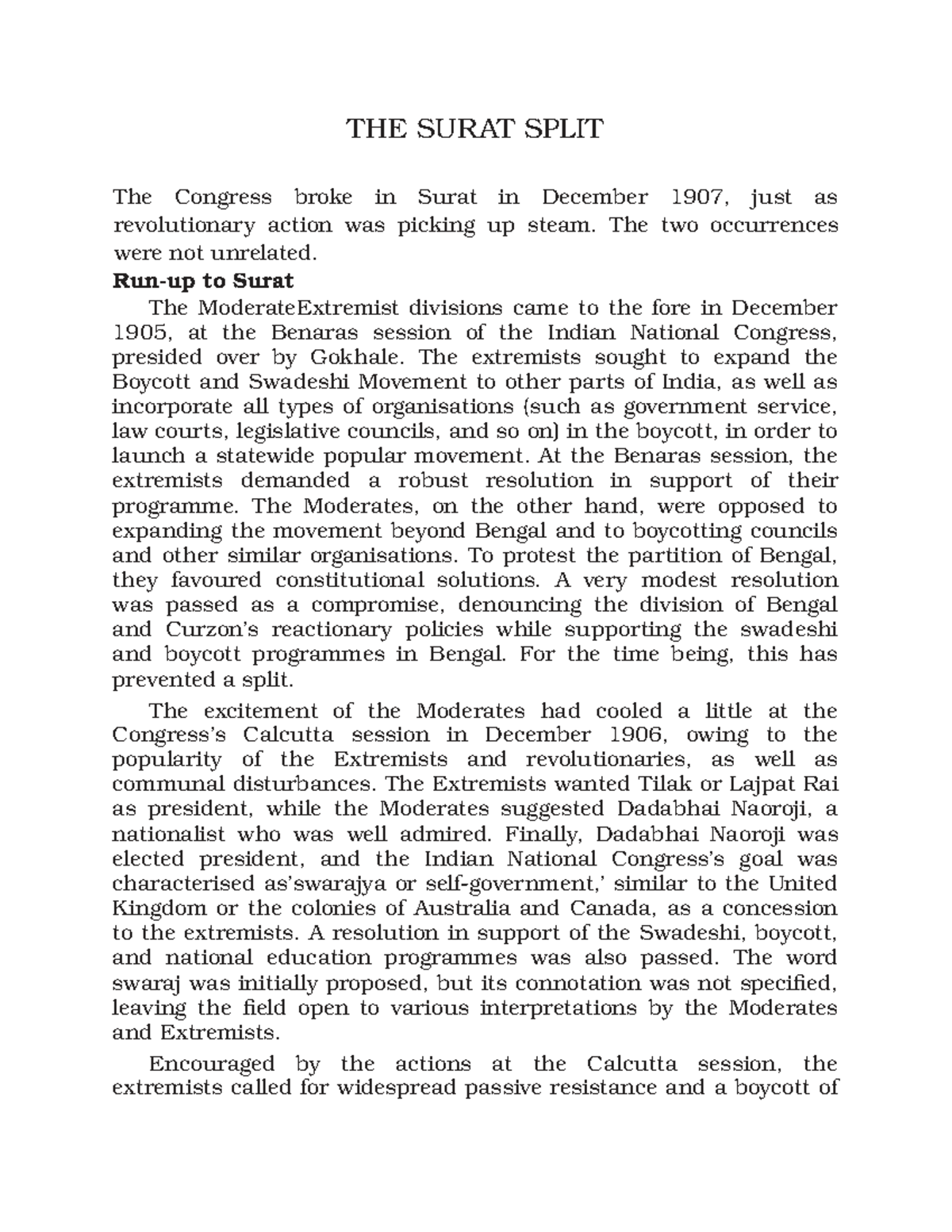 THE Surat Split - Lecture notes 3 - History of Modern India - Studocu