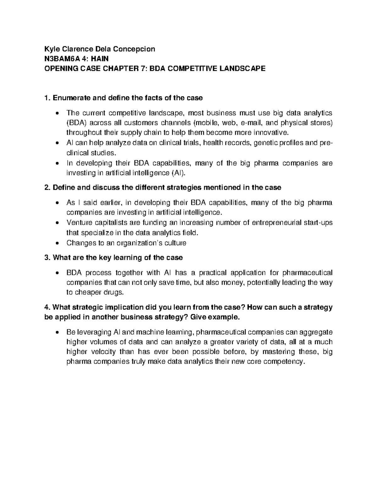 Opening CASE Chapter 7 - Kyle Clarence Dela Concepcion N3BAM6A 4: HAIN OPENING CASE CHAPTER 7 ...