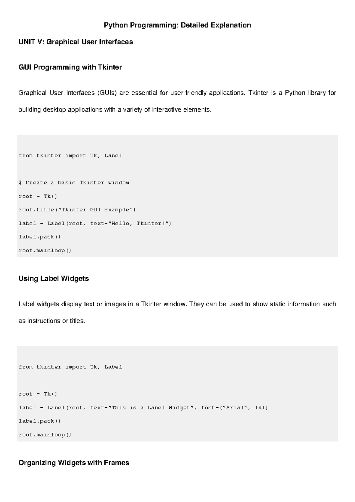 Unit V Graphical User Interfaces - UNIT V: Graphical User Interfaces ...