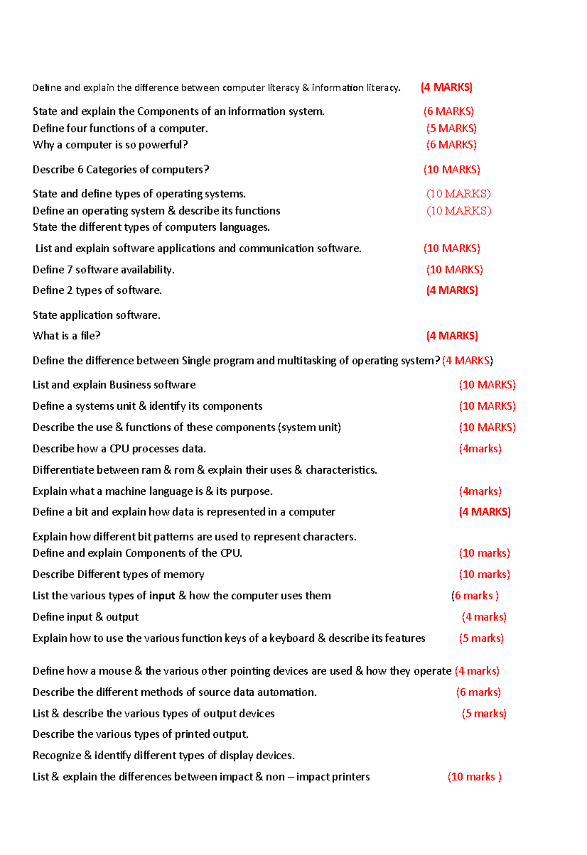Information Systems 511 Exam Scope - Define and explain the difference ...