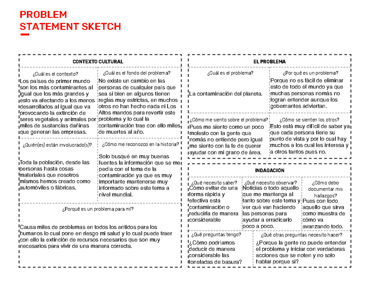 Toolkit Problem Statement Sketch ED 2 - PROBLEM STATEMENT SKETCH ¿Cuál es el contexto? ¿Cuál es ...