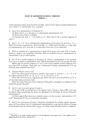 Representation Theory 2016-2017 Example Sheet 3 - PART II ...