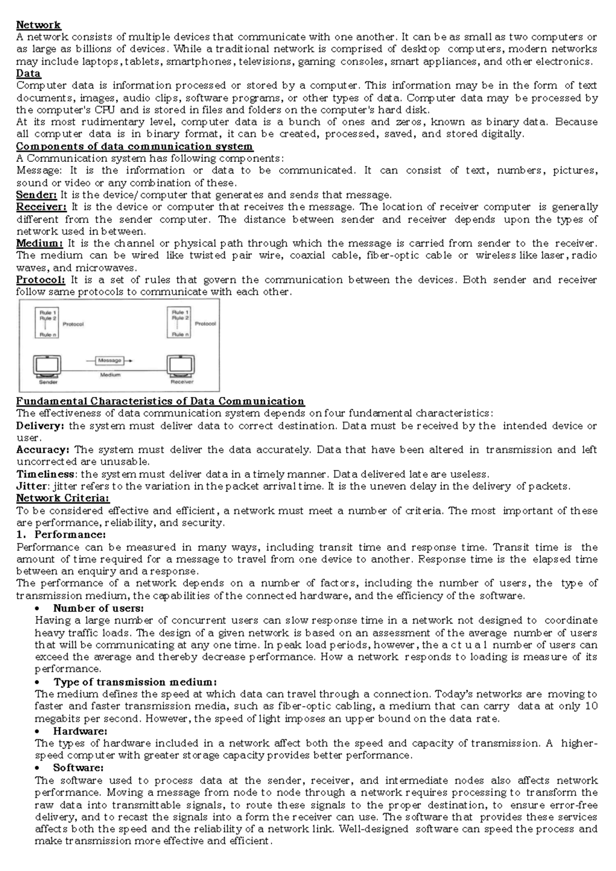 Networking Notes - Network A network consists of multiple devices that ...