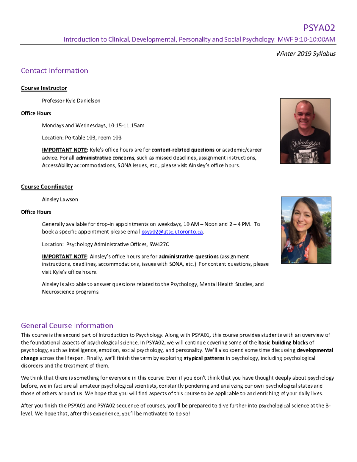 2019 1-PSYA02-Danielson - PSYA Introduction to Clinical, Developmental, Personality and Social ...