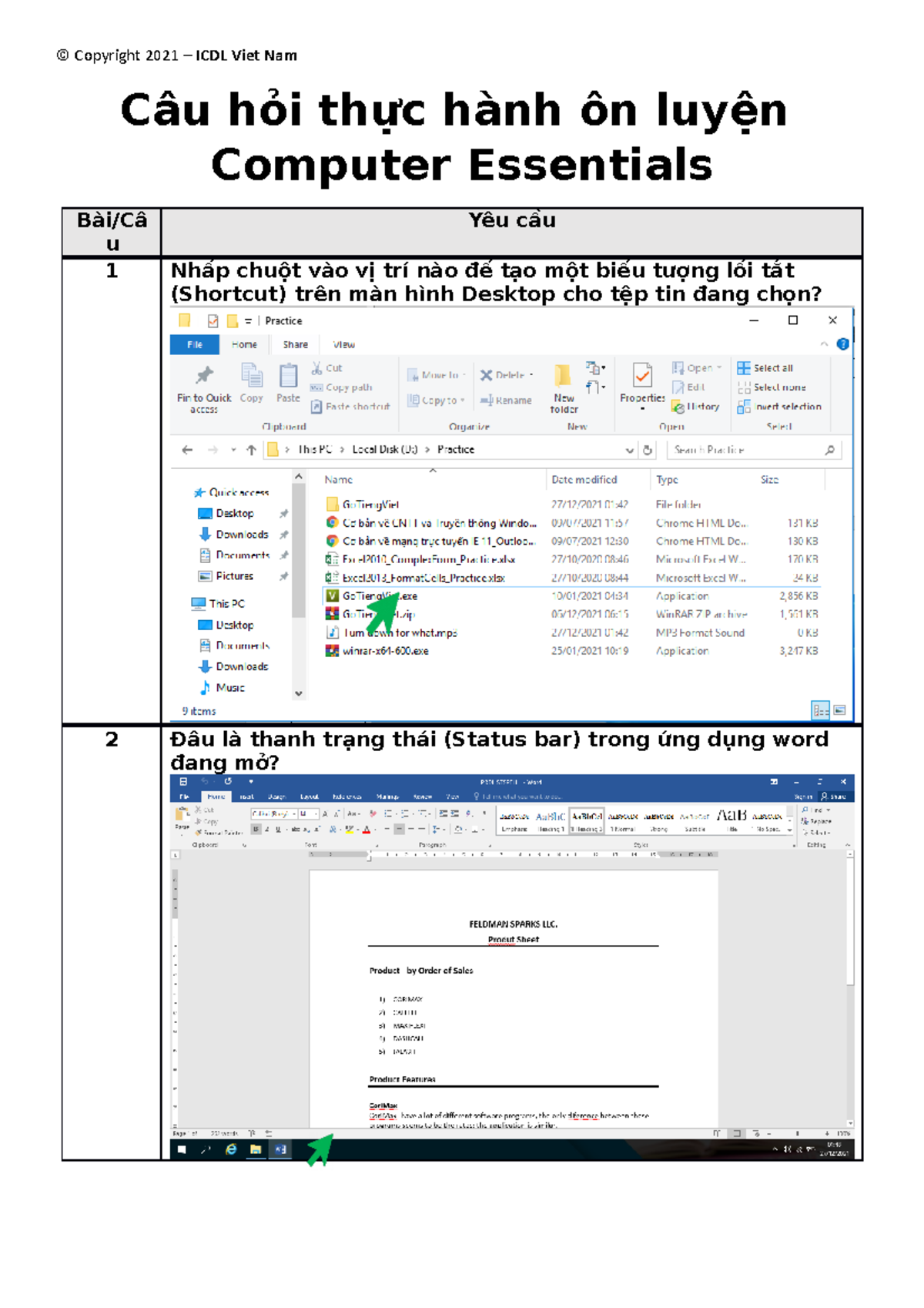 ICDL-Phieu thuc hanh Computer Essentials - Câu hỏi thực hành ôn luyện Computer Essentials Bài/Câ ...