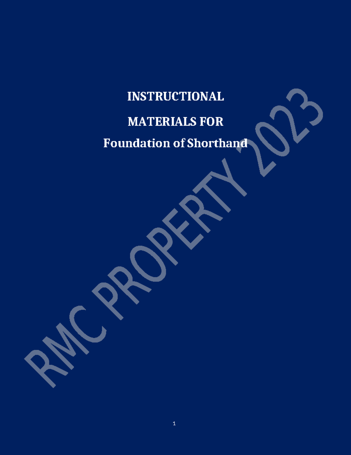 Answer Sheet Foundation of Shorthand - INSTRUCTIONAL MATERIALS FOR ...