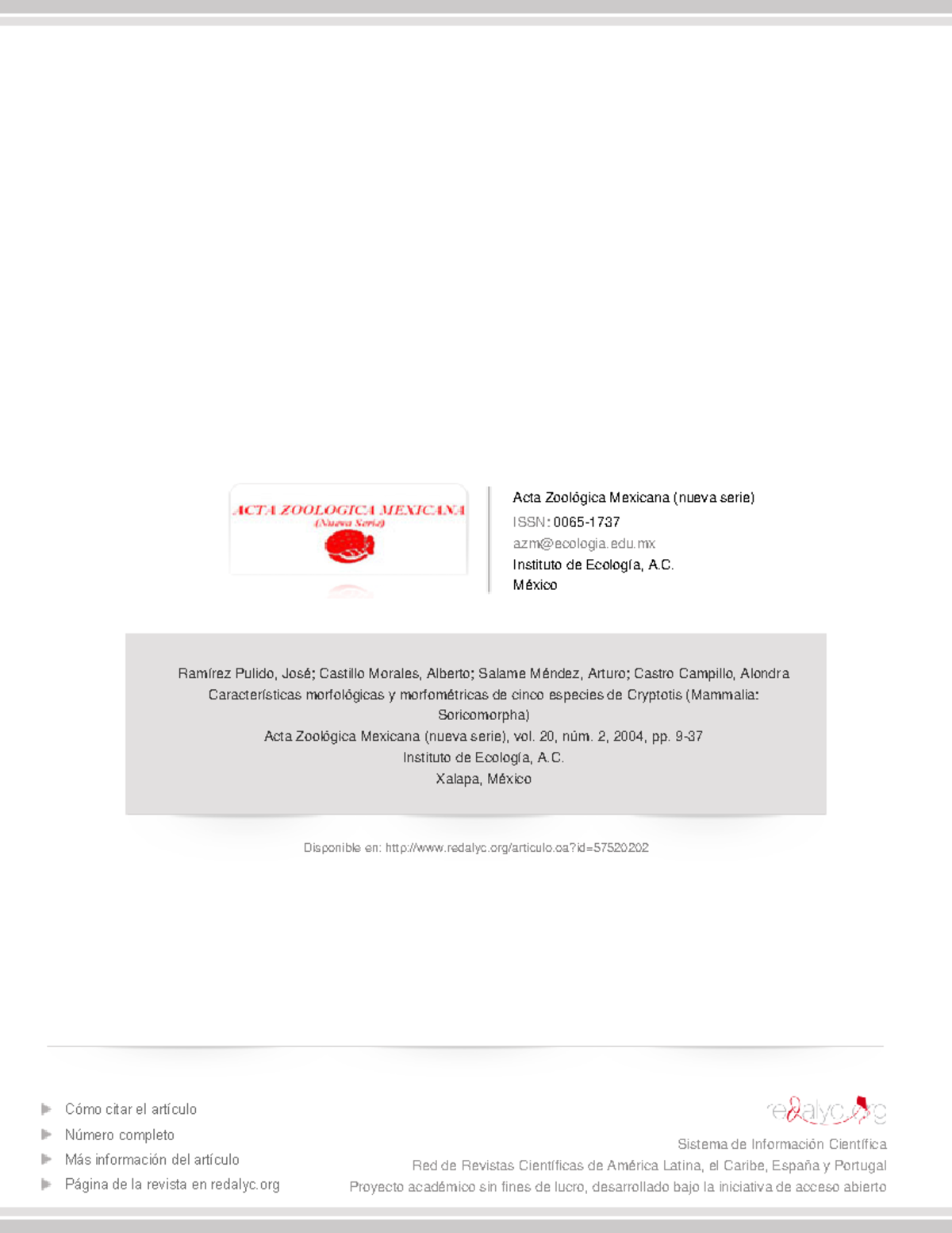 Características morfológicas y morfométricas de cinco especies de ...