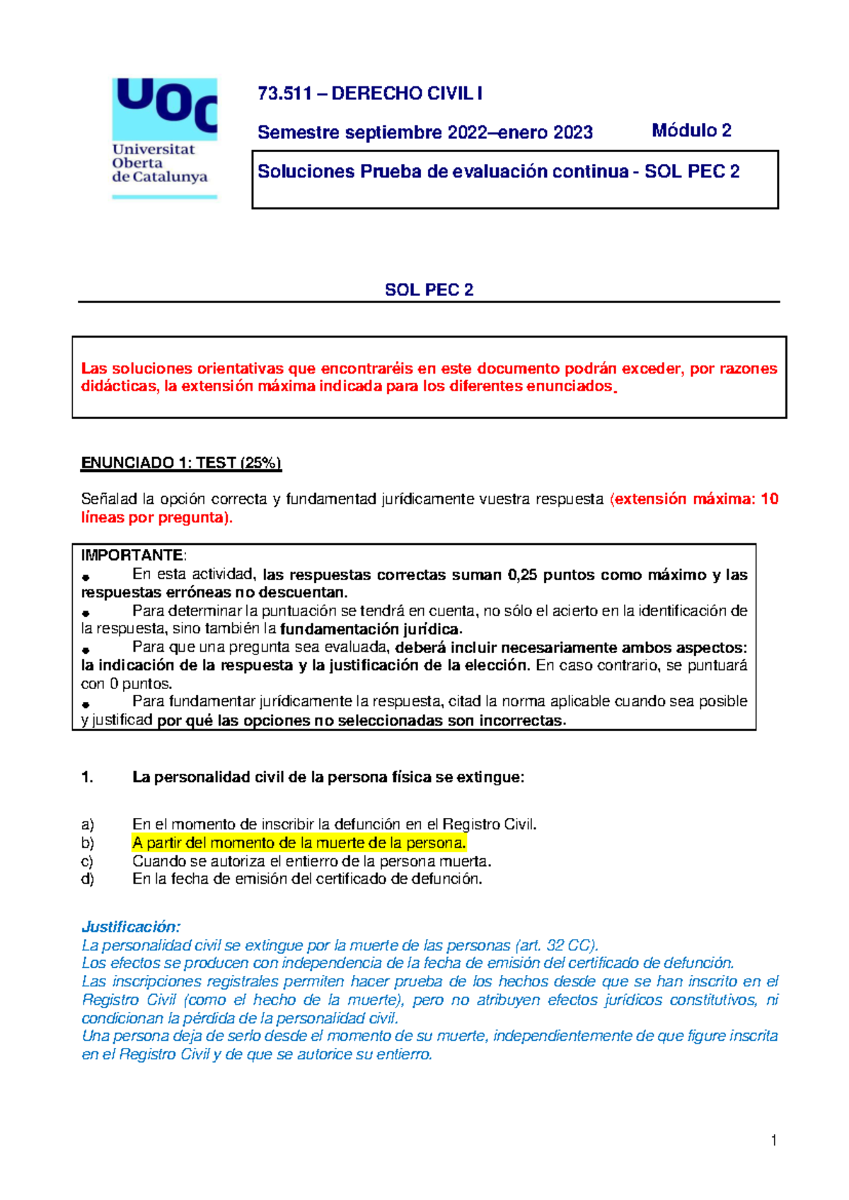 Solpec 2 La persona física y la persona jurídica como ejes centrales del Derecho civil. Derecho ...