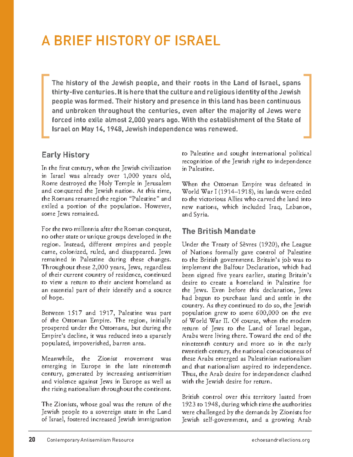 ABrief History Of Israel - A BRIEF HISTORY OF ISRAEL The history of the ...