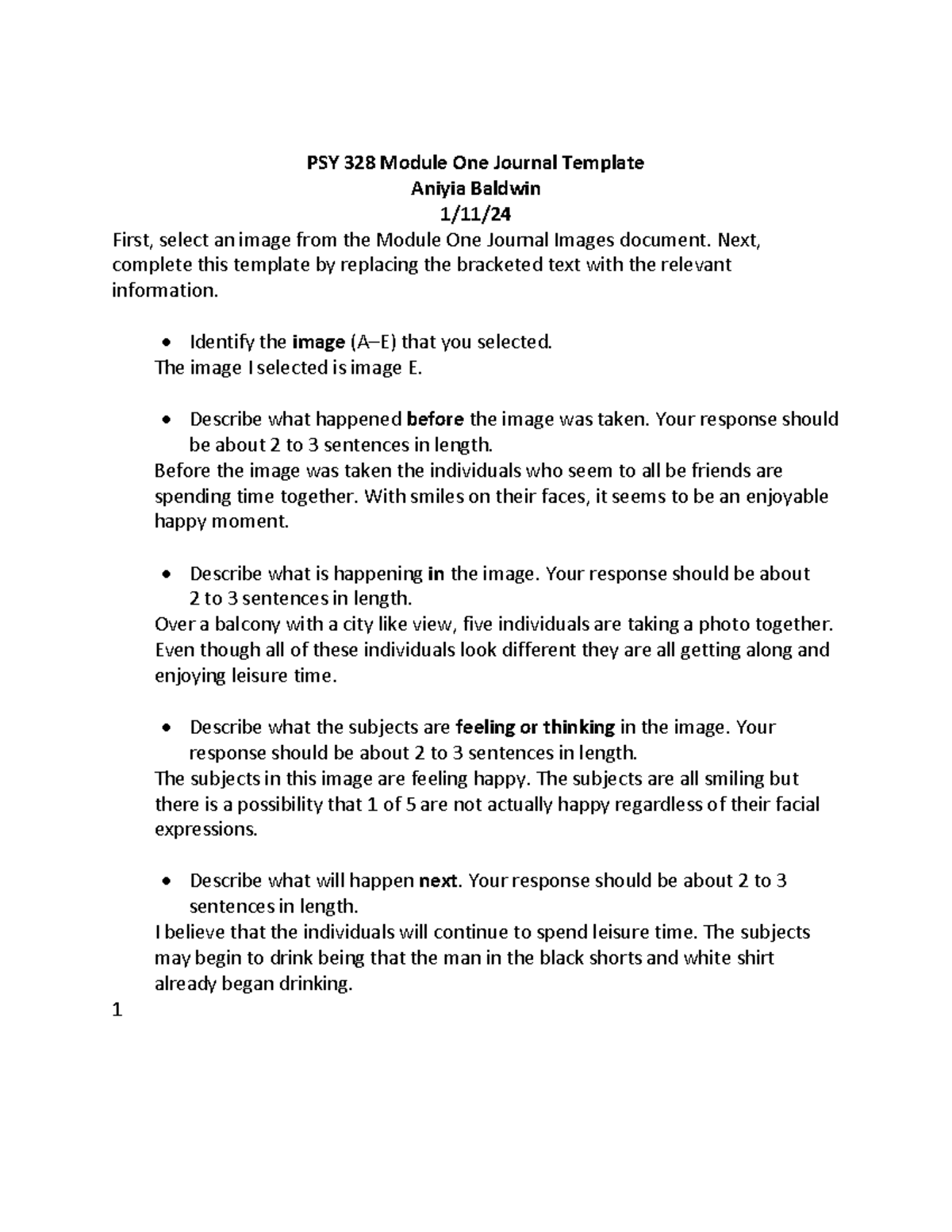 PSY 328 Module One Journal Template - PSY 328 Module One Journal ...