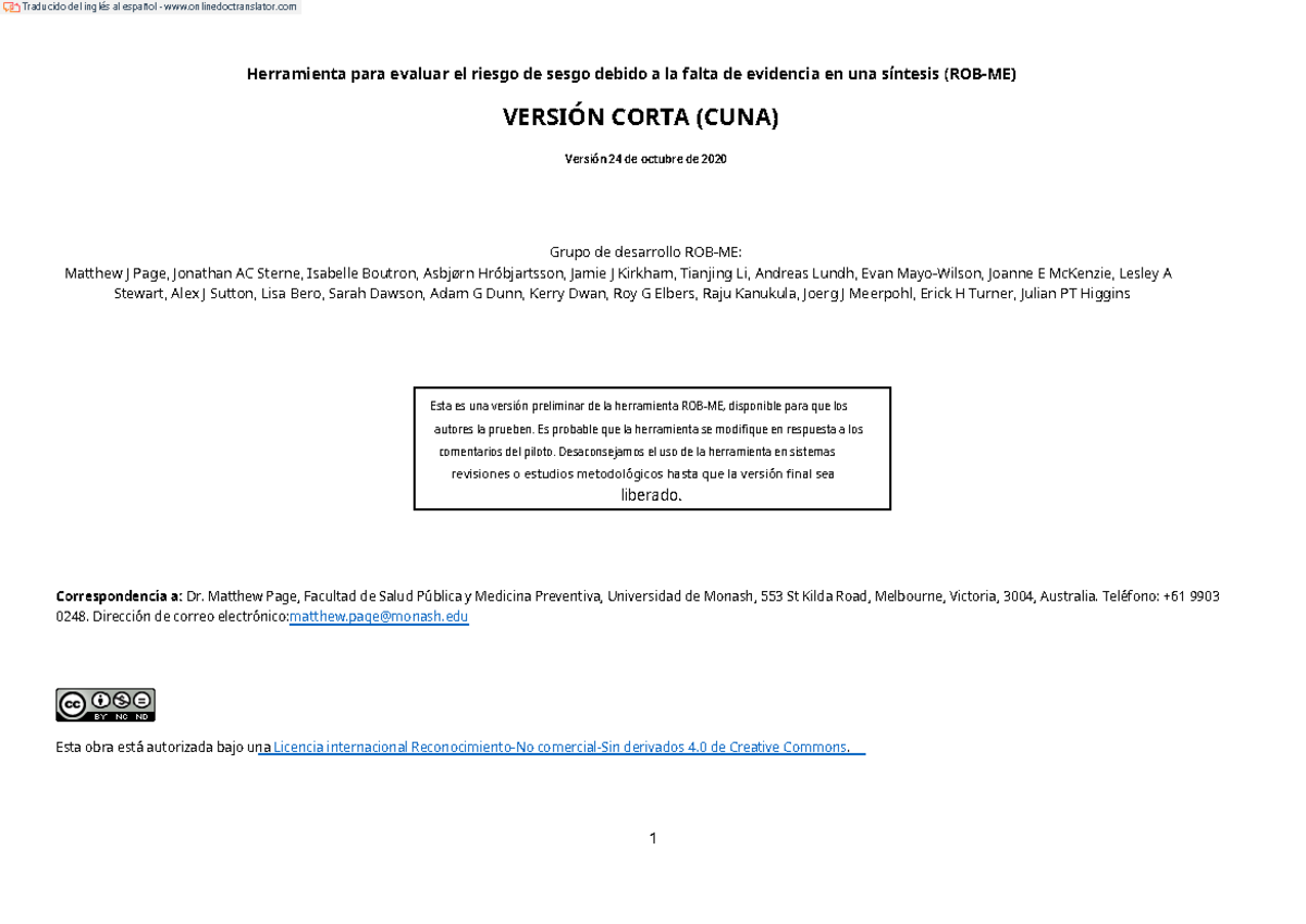 ROB-ME tool cribsheet 202010 24 Guía análisis de sesgo Cocrhane ...