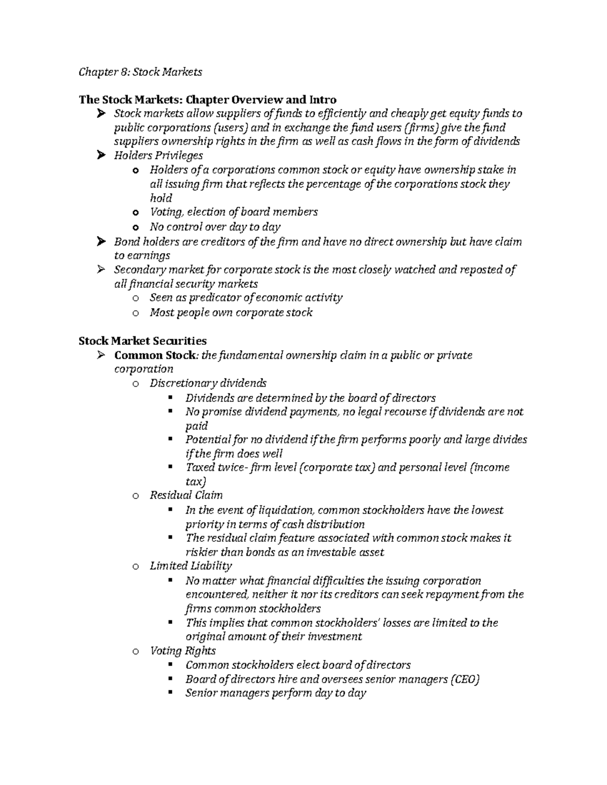 Chapter 8 Summary - book "Financial Markets and Institutions" - Chapter ...