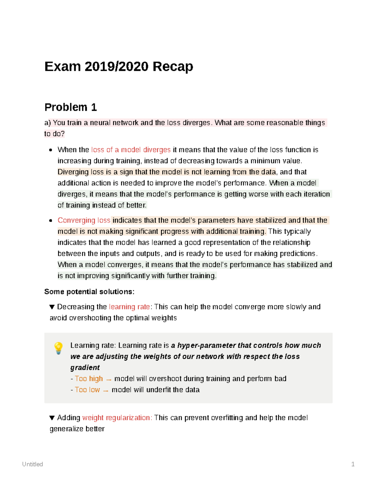 Notes from past papers (Part 1) - Exam 2019/2020 Recap Problem 1 a) You ...